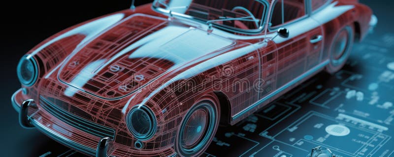Digital Visualization of a Car Schematic Diagram with Technical Details ...