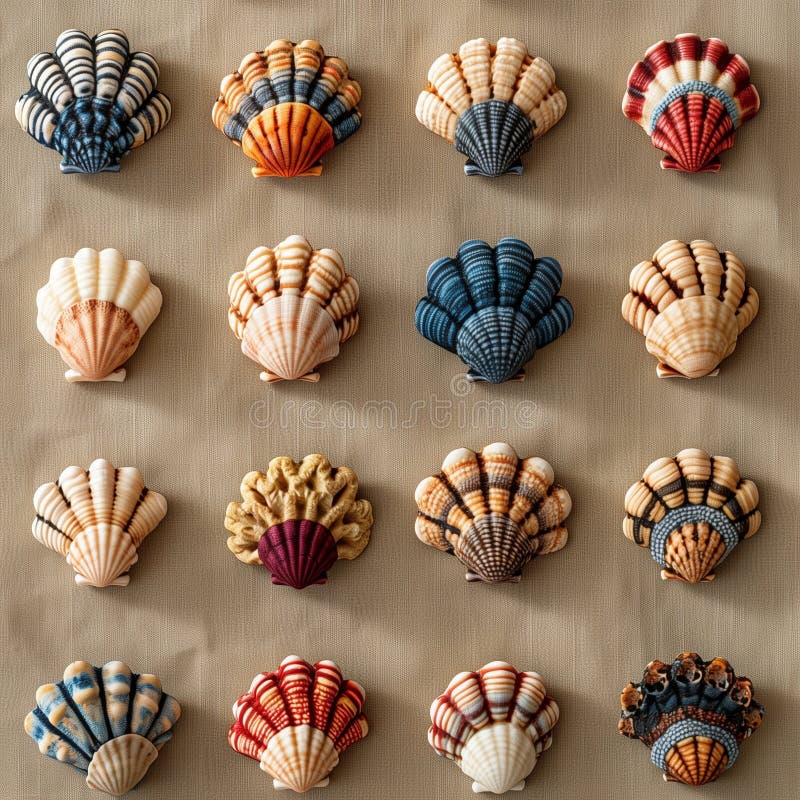 Collection of Seashells with Intricate Patterns on Sandy Background ...