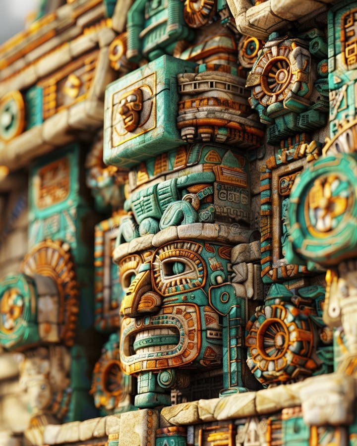 Highly Detailed Aztec Temple3D Model Illustration Closeup Noblur Stock ...
