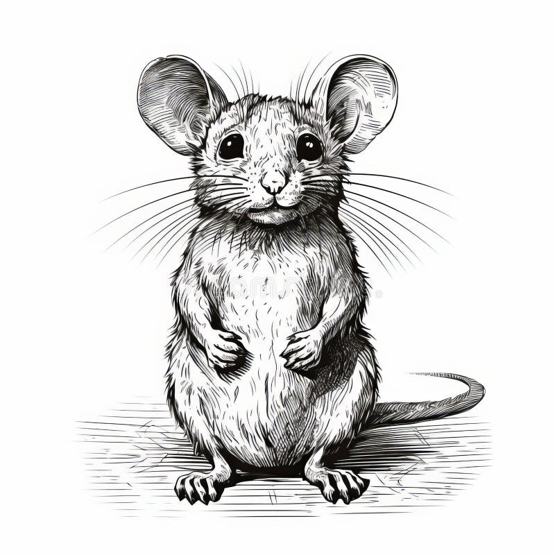 Highly Detailed Black and White Mouse Drawing with Charming Characters ...