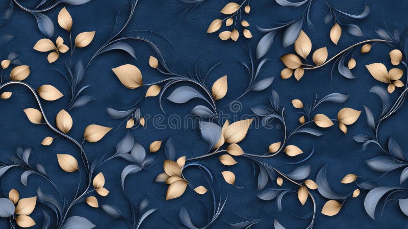 This Highly Detailed Blue Damask Background Features a Luxurious ...