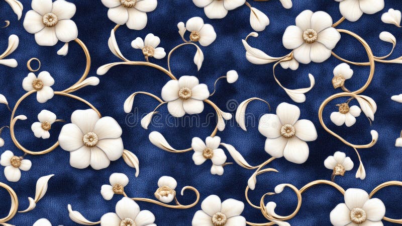 This Highly Detailed Blue Damask Background Features a Luxurious ...
