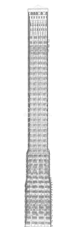 Highly Detailed Building. Wire-frame Render Stock Illustration ...