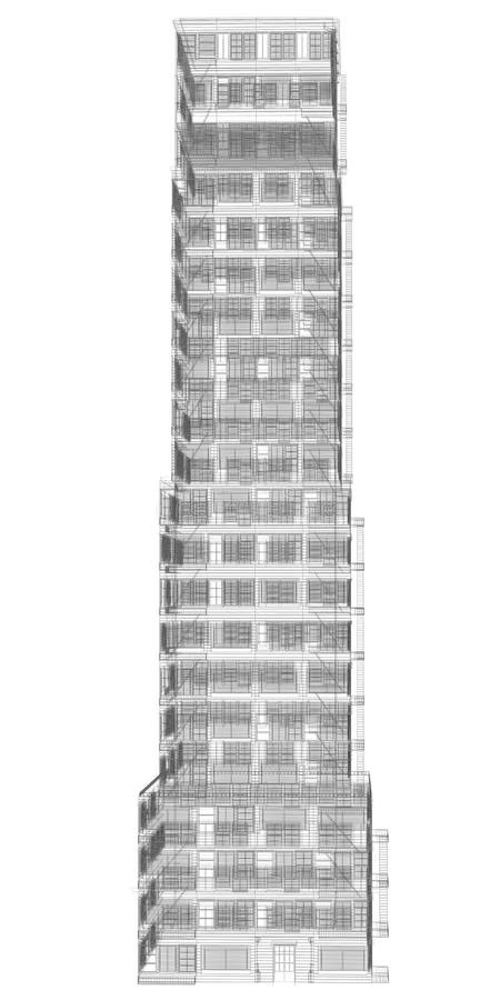 Highly Detailed Building. Wire-frame Render Stock Illustration ...