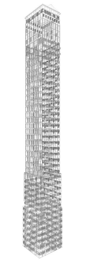 Highly Detailed Building. Wire-frame Render Stock Illustration ...