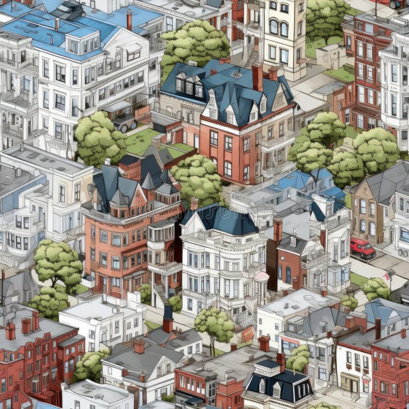 Highly Detailed Cartoon Illustrations of Towns and Cities (tiled Stock ...