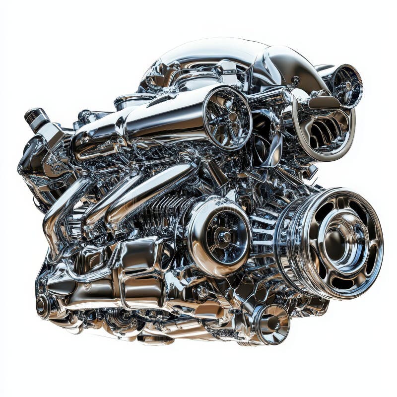 A Highly Detailed, Chrome-finished Engine Showcasing Intricate ...