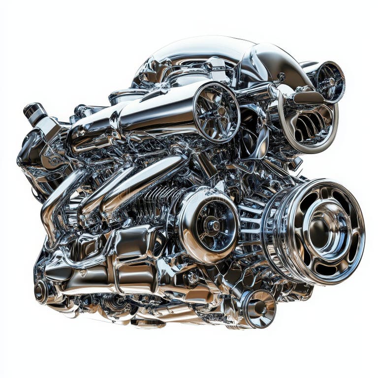 A Highly Detailed, Chrome-finished Engine Showcasing Intricate ...