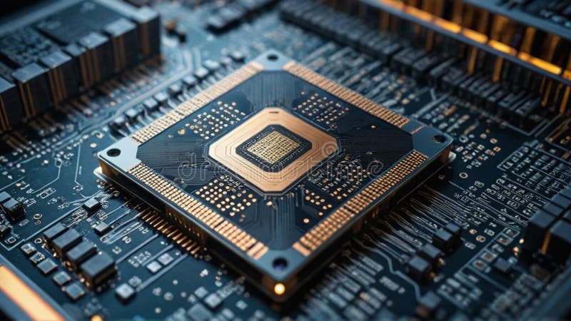 A Highly Detailed Close-up of a Quantum Computer Processor, with ...