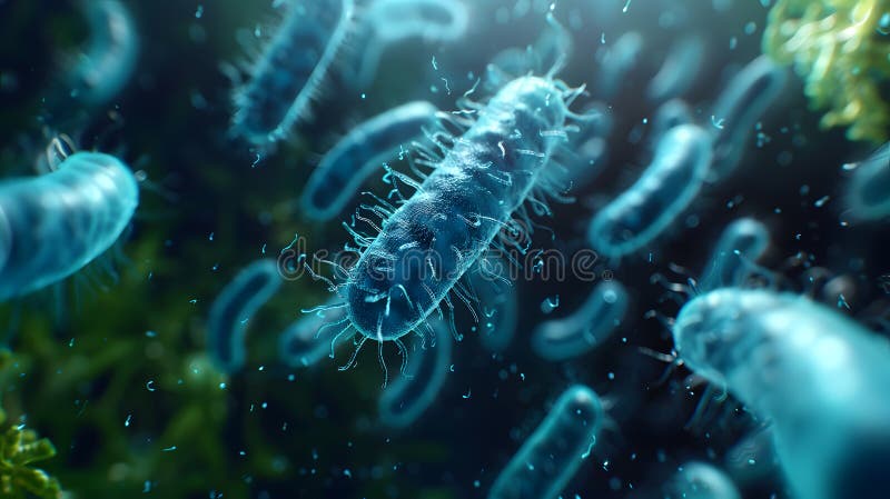 A Highly Detailed, Close-up View of Bacteria Seen Under a Microscope ...