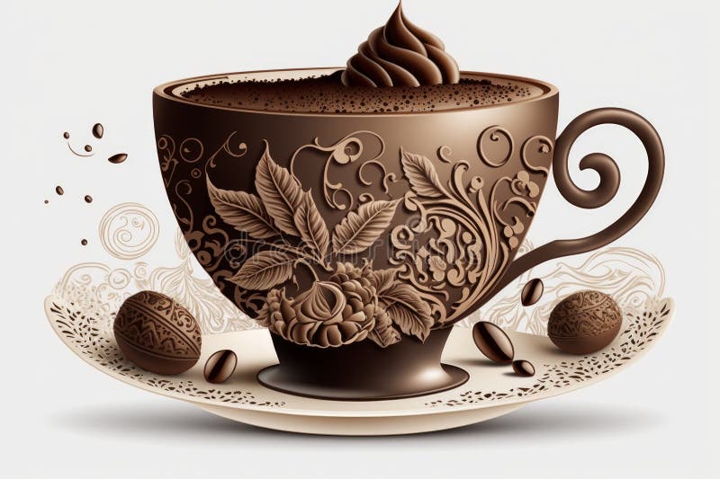 Highly Detailed Coffee Cup Vector. Generative Ai Stock Illustration ...