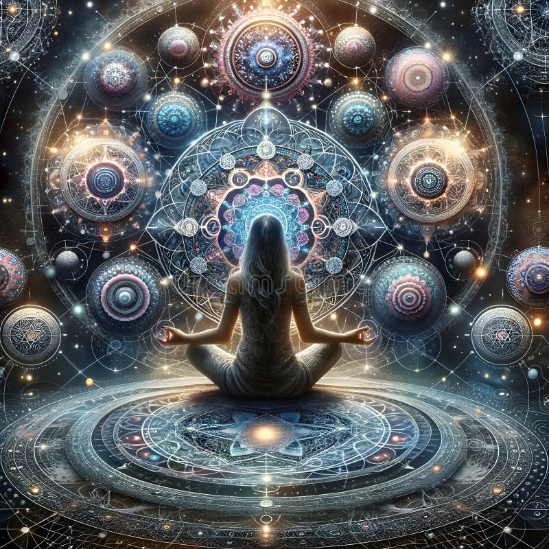 A Detailed and Complex Image Portraying a Person in a Meditative Pose ...