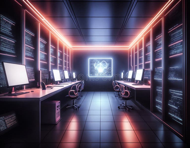 Highly Detailed Computer Room Features High Tech Hardware Stock Illustration - Illustration of ...