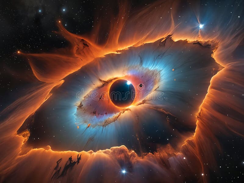 A Highly Detailed Cosmic Scene Featuring a Vibrant, Eye-shaped Nebula ...