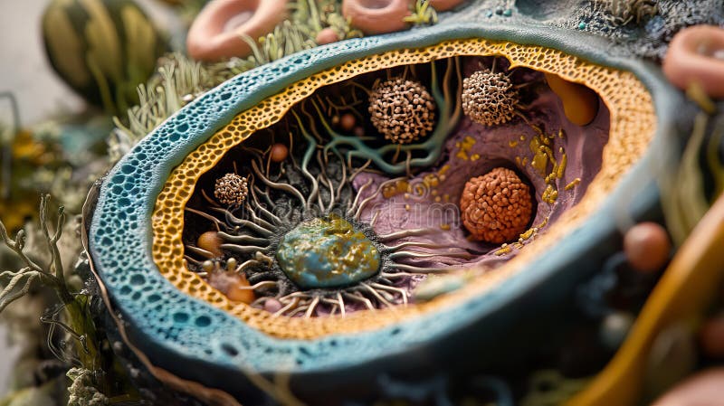 Highly Detailed Cross-section of a Bacterial Cell Showcasing Internal ...