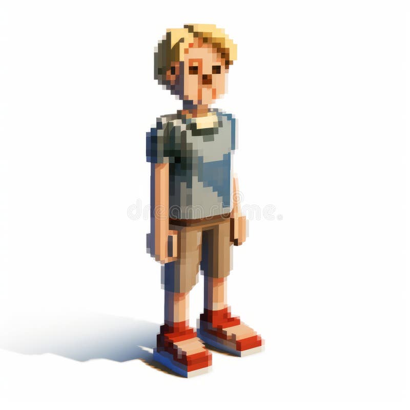Highly Detailed 2d Character Model of a Pixelated Boy Stock ...