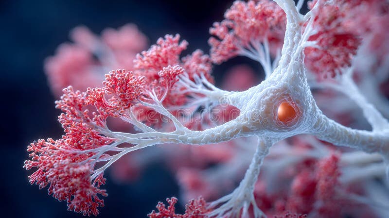 Highly Detailed 3D Illustration of a Neuron Forming Connections with ...