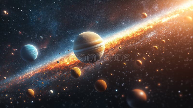 Highly Detailed 3D Rendering Showing the Solar System with Planets ...