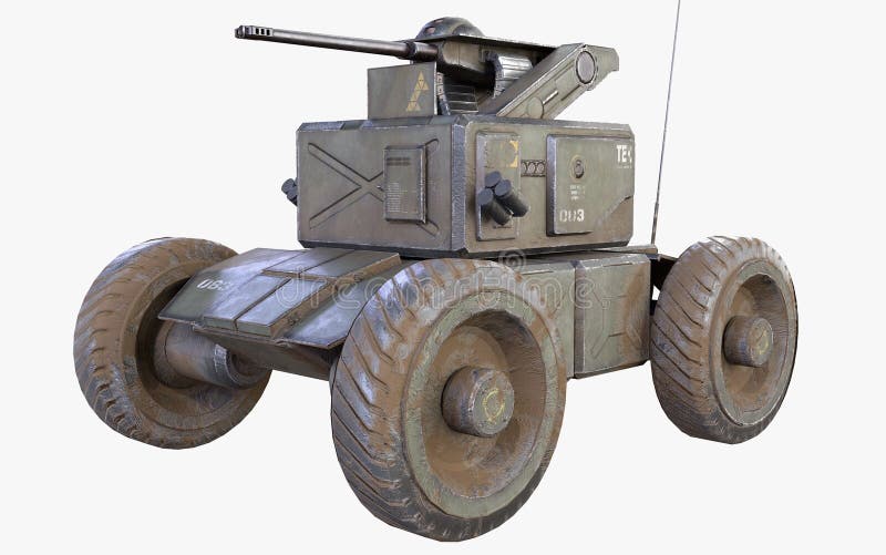 Futuristic Military Wheeled Combat Robot with Turret Gun Stock ...