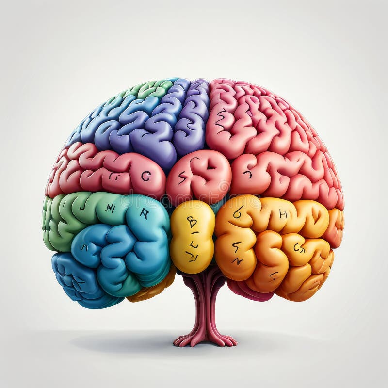 Colorful Brain Model with Labeled Sections Stock Illustration ...