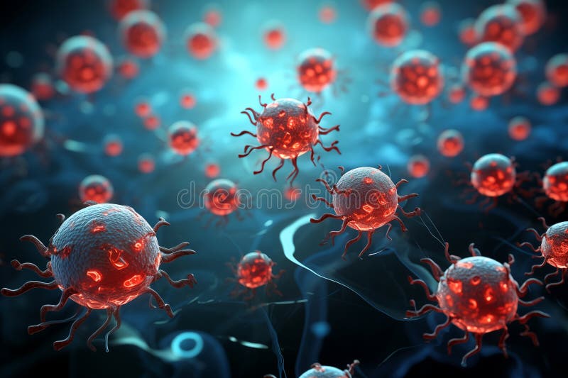 Viral Particles in Microscopic View Stock Illustration - Illustration ...