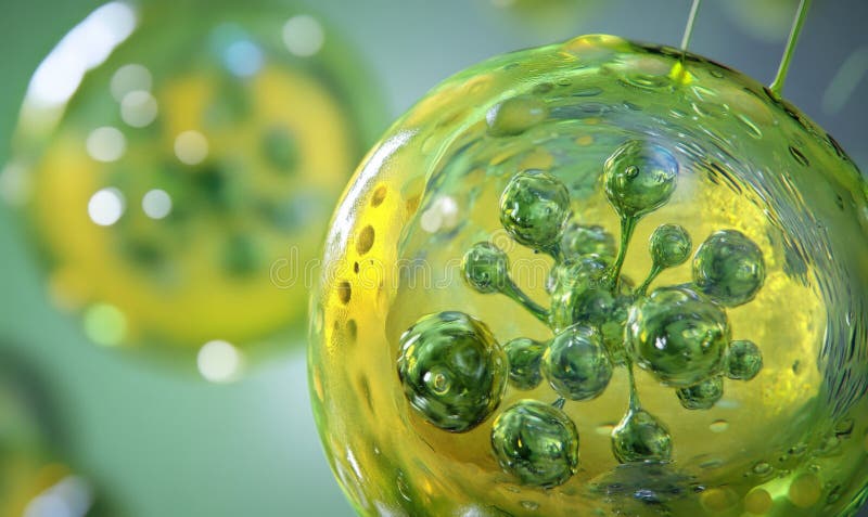 Highly Detailed 3D Rendering of a Green Virus Particle, Showcasing Its ...