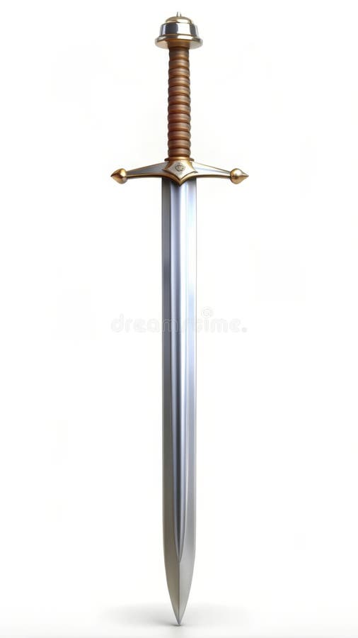 Detailed 3d Rendering of a Medieval Sword Standing Tall on a White ...