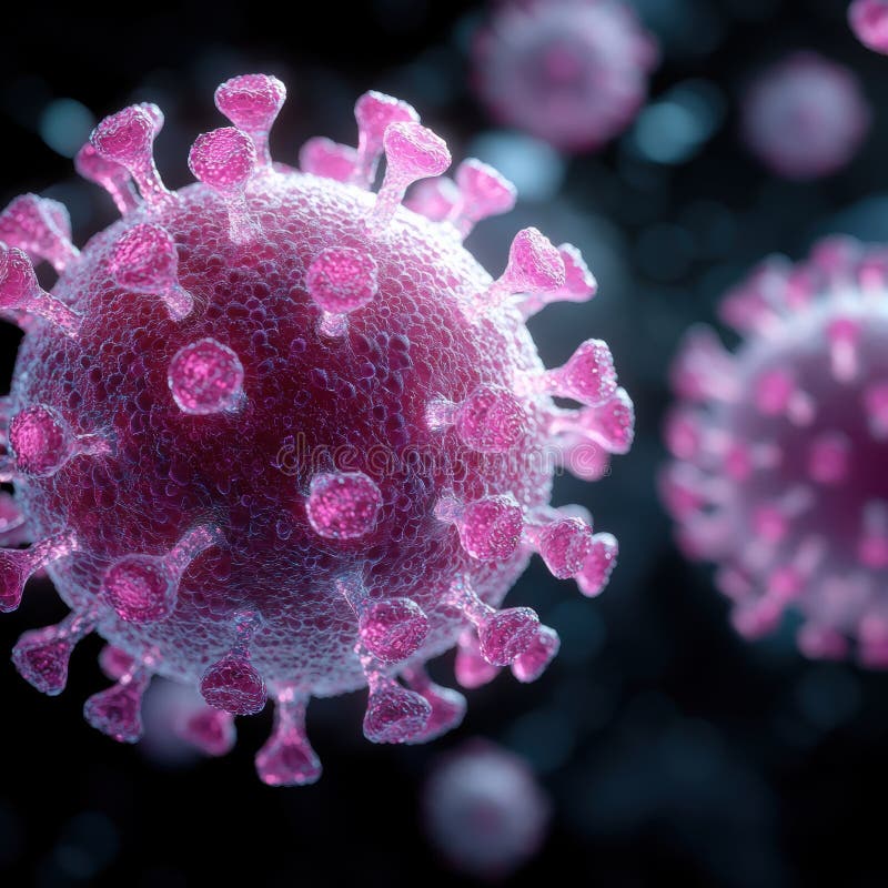 Highly Detailed 3D Rendering of Pink Virus Particles, Showcasing Their ...