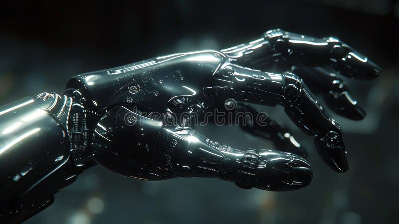 A Highly Detailed 3D Rendering of a Realistic Robotic Hand Stock ...