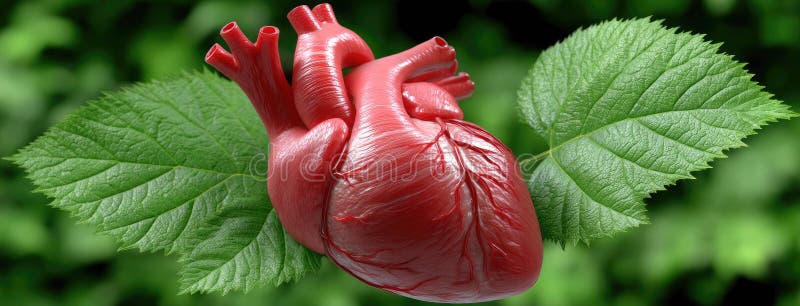 Realistic 3D Render of a Human Heart Intertwined with Tree Branches and ...