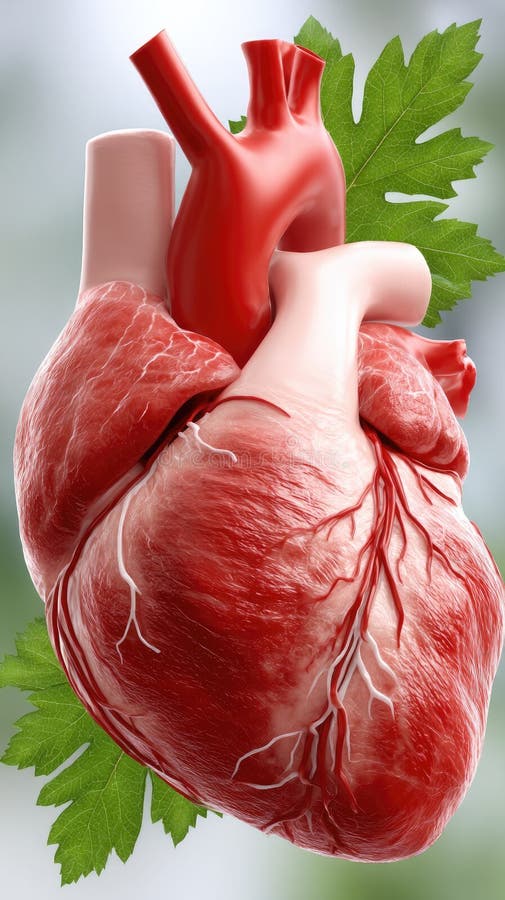 Realistic 3D Render of a Human Heart Intertwined with Tree Branches and ...