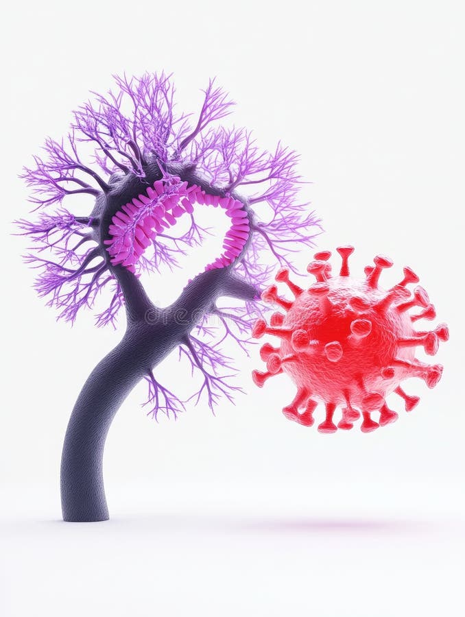 Highly Detailed 3D of Virus Infection Microscopic View Viral Attack ...