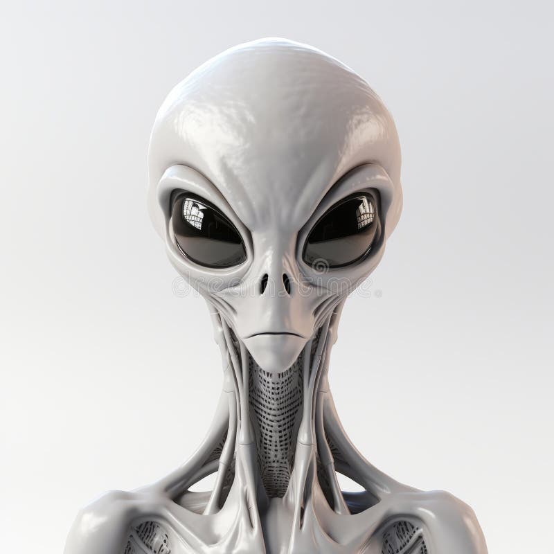 Highly Detailed 3d White Alien Model with Overexposure Effect Stock ...
