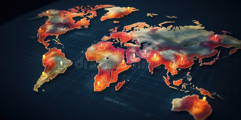 Highly Detailed 3D World Map with City Building and Dynamic Lighting ...