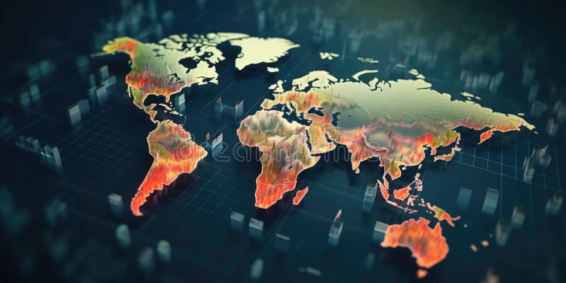 Highly Detailed 3D World Map with City Building and Dynamic Lighting ...