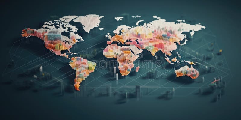 Highly Detailed 3D World Map with City Building and Dynamic Lighting ...