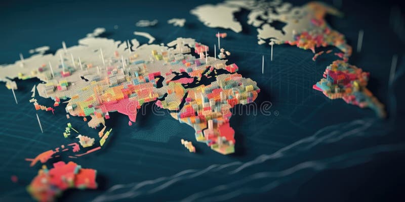 Highly Detailed 3D World Map with City Building and Dynamic Lighting ...