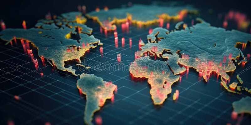 Highly Detailed 3D World Map with City Building and Dynamic Lighting ...