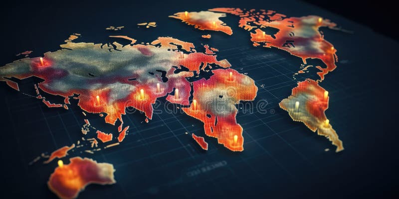 Highly Detailed 3D World Map with City Building and Dynamic Lighting ...