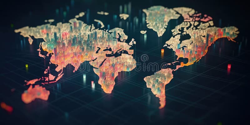 Highly Detailed 3D World Map with City Building and Dynamic Lighting ...