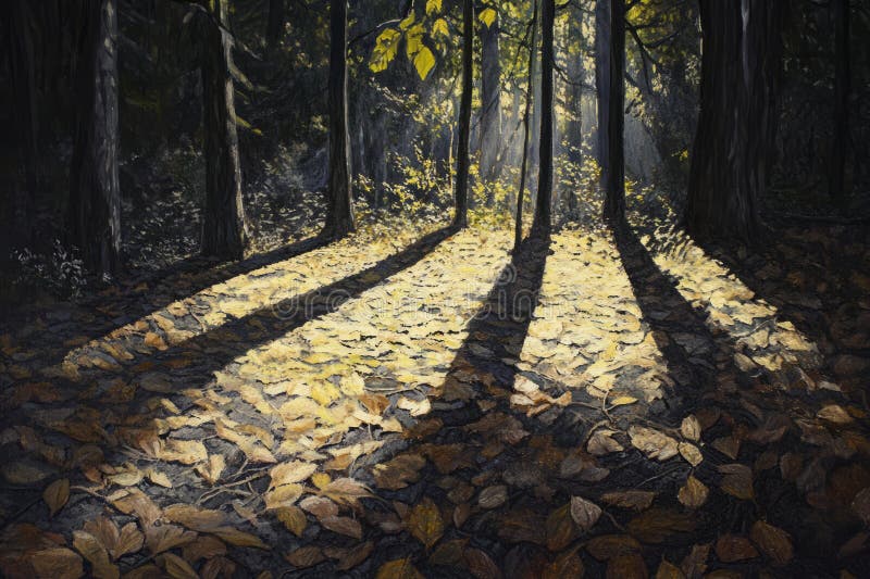 Highly Detailed Dappled Sunlight on Forest Leaves, Casting Shadows and ...