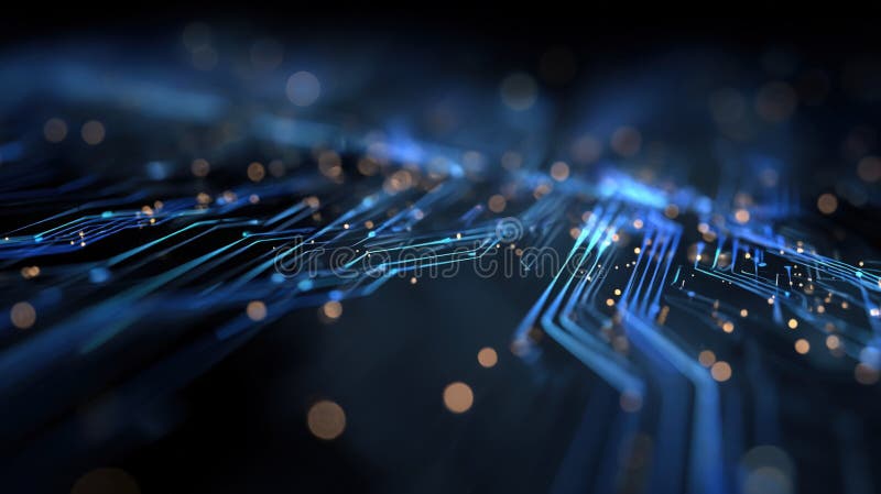 Generative AI Abstract Technological Digital Circuit Board with Glowing ...