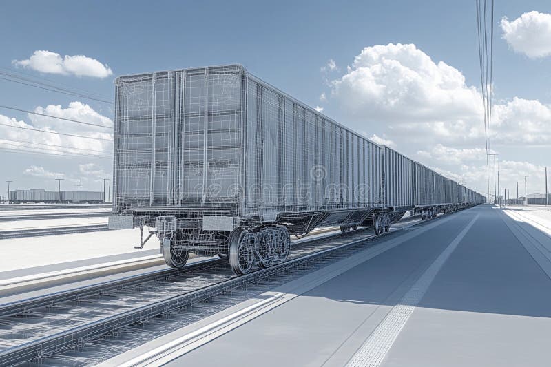 A Highly Detailed Digital Rendering Displays a Semi-Train Moving Along ...