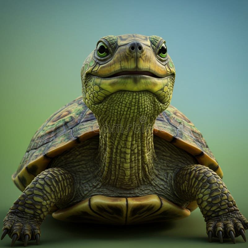A Highly Detailed Digital Rendering of a Turtle Against a Gradient ...