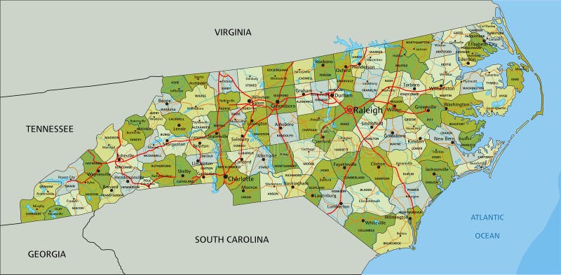 political map of north carolina