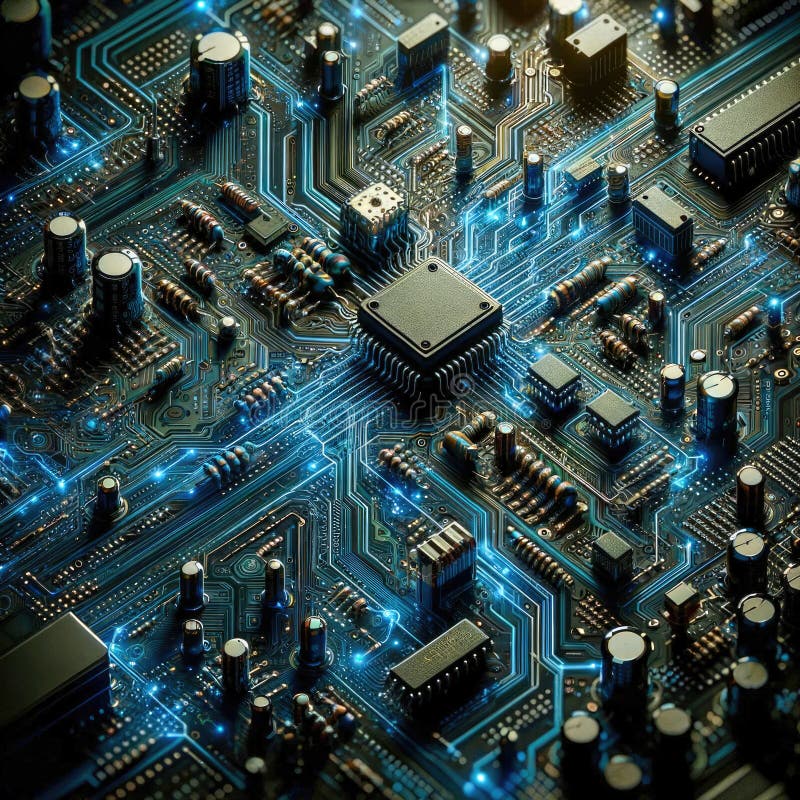 Highly Detailed Electronic Circuit Board with Various Components and ...