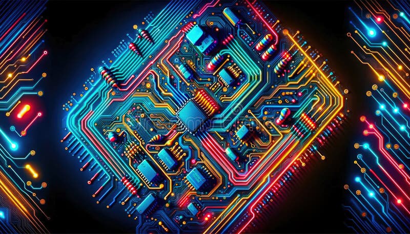 Highly Detailed Electronic Circuit Board with Various Components and ...