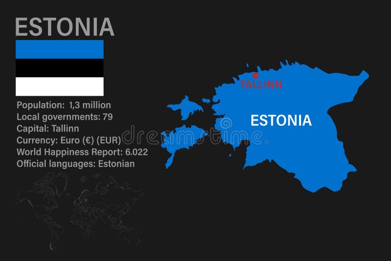Highly Detailed Estonia Map with Flag Capital and Small Map of the ...