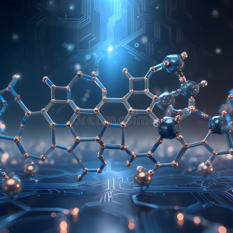 3d Illusrtation of Graphene Molecules. Nanotechnology Background ...