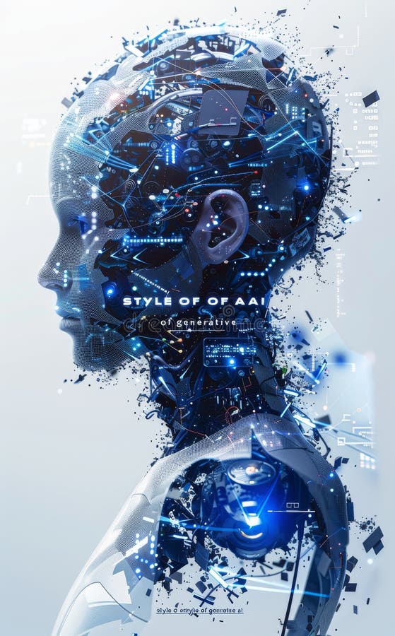 Futuristic AI Robot Head with Advanced Technology and Digital Circuits ...